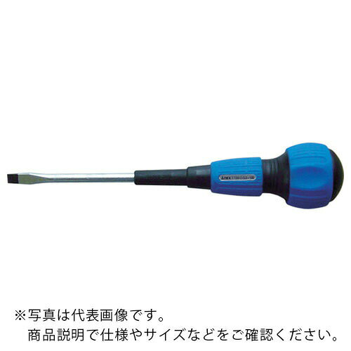特長：滑りにくく力の入るスリット形状と六角形状(グリップエンド)です。仕様：刃先：［［−］］5.5軸長(mm)：150全長(mm)：233先端マグネット：磁力ありグリップ色：青、黒ハンドル径(mm)：35先端：マグネット入り高精度ブラックポ...
