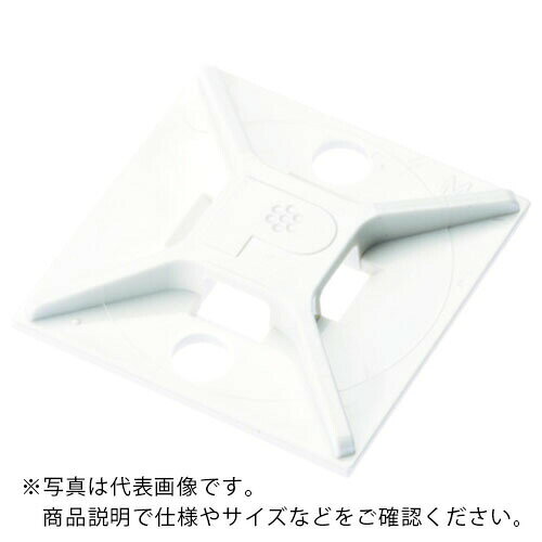 特長：束線を結束バンドを利用して効率よく固定できます。接着剤とM3ねじにて固定が可能です。用途：電線の配線、固定に。仕様：色：ホワイト縦(mm)：25.4横(mm)：25.4高さ(mm)：4.2使用結束バンド幅(mm)：2.3〜4.8ねじ穴...