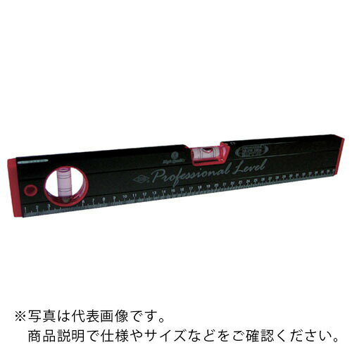 特長：レンズ効果で大きく見えるカマボコ型気泡管を搭載しています。ロングセラーL-270アルミレベルの赤×黒バージョンです。精度補正機構付です。調整方法：水平・垂直精度はそれぞれトルクスドライバーT10番で調整してください。用途：大工工事、機...