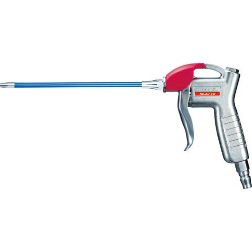 特長：レバーのガタつきを防ぐプロテクター付です。疲れにくい大型レバーです。先端ノズル交換可能です。強靭・軽量アルミボディーです。吊り下げ式にも対応しています。ノズルが自在に曲がりピンポイントでの狭い箇所の吹き飛ばしや乾燥に最適です。用途：工...