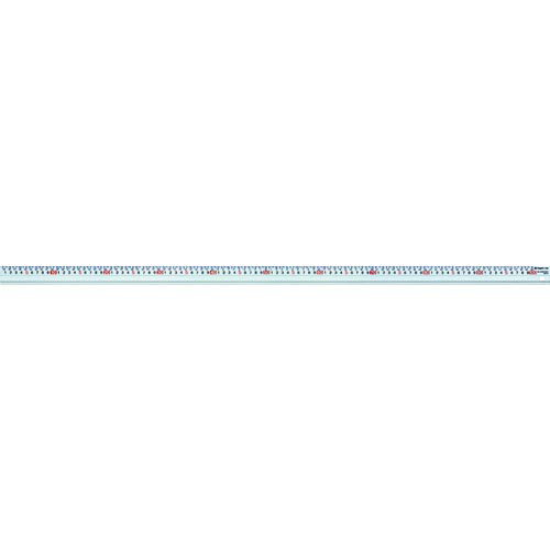 特長：1mm単位の目盛りが見やすい、階段状目盛です。紺と赤の2色印刷なので、墨線を引く作業でも目盛と線が見分けやすくなっています。中央を0とした中央基点目盛で、左右への寸法割り振りも簡単です。（AS-30・AS-60・AS-100）張付式滑...