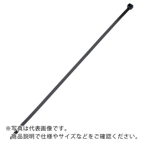 特長：電気・電子・通信・一般配線工事など幅広く使用できます。耐紫外線性に優れた製品です。用途：ワイヤー、ケーブルなどの結束。仕様：色：ブラック幅(mm)：2.3長さ(mm)：79厚さ(mm)：0.8最大結束径(mm)：17引張強度(N)：8...