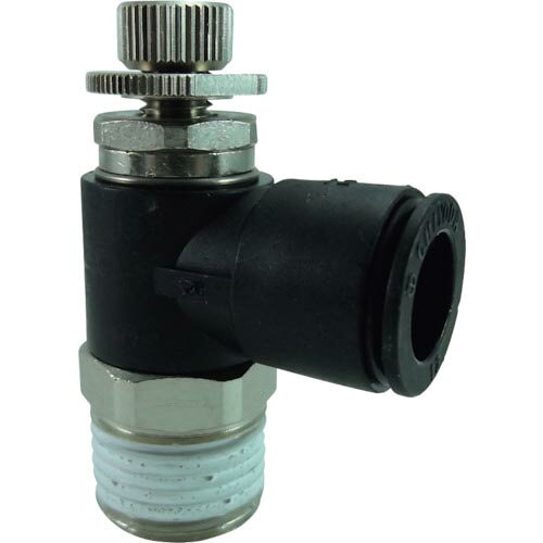 特長：ニードル弁の回転数が多いので、滑らかな速度制御が可能。難燃性PBT樹脂を標準採用し、溶接環境での事故を防止。軽量化・低コストを実現。仕様：接続口径：R1/2適合チューブ外径D(mm)：12適合チューブ外径(mm)：12使用流体：空気制...