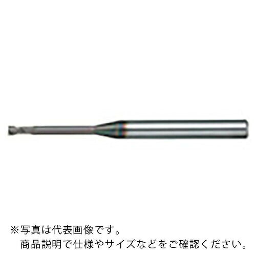 特長：高硬度材の直彫り加工に最適な無限コーティングプレミアム 2枚刃ロングネックスクエアエンドミルです。用途：被削材:調質鋼、焼入れ鋼、チタン合金。金型及び部品の切削加工。仕様：切削径DC(mm)：0.5最大切込みAPMX(mm)：0.4機...
