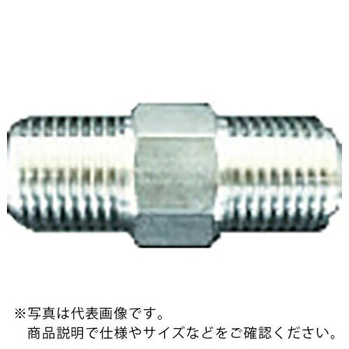 用途：高圧ガス配管用。仕様：使用流体：窒素・酸素・アルゴン・空気など接続サイズ：R3/8×R3/8L(mm)：40設計温度(℃)：-10〜75用途：高圧ガス用継手適合流体：N2.O2.Ar、Air、CO2、He、H2材質：ステンレス最高使用...