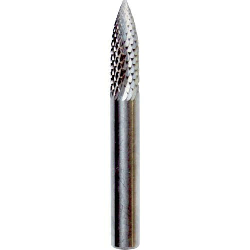 特長：切削からバリ取りまで、各種金属加工に幅広くご使用いただけます。仕様：形状：トンガリ(ダブルkカット)刃径(mm)：6刃長(mm)：19軸径(mm)：6軸長(mm)：31全長(mm)：50最高使用回転数(rpm)：50000オール超硬/...