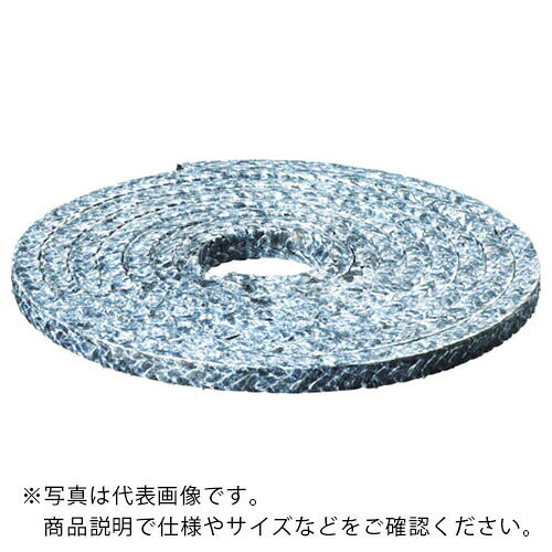 特長：摺動抵抗が小さく、シール安定性が良いパッキンです。用途：汎用バルブ、ポンプ、炉枠用パッキンに。仕様：幅(mm)：8.0長さ(m)：3高さ(mm)：8.0色：灰最高使用温度：300℃圧力：10.3MPa(バルブ)、1.6MPa(回転機器...