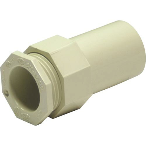 特長：高耐候性・耐衝撃性樹脂を使用し、グレードアップしました。用途：ボックスに取り付けパイプを接続する際に使用。仕様：色：アイボリータイプ：コネクタねじ呼：G3/4適合電線管：VE管16φd(mm)：22.4おすねじ外径(mm)：26L(m...