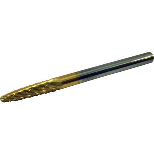 特長：チタン（Tin）コーティング処理により、表面硬度が高く・バー寿命が長く・切粉のハケが良くなります。独自開発の刃形状により、高速回転使用時にバーが不用意に被切削物に喰いこんでしまうことがないため、滑らかに加工でき能力アップに貢献します。...