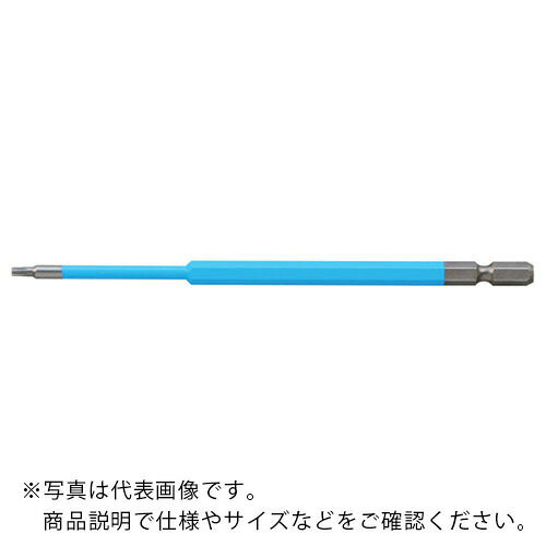 特長：サイズを色で識別できます。電動ドライバー装着時に塗装部分が邪魔にならない両端部非塗装です。仕様：刃先：T10全長(mm)：150シャンク径(mm)：6.35色：青材質／仕上：クロムモリブデンバナジウム鋼　●代表画像について 商品によっ...