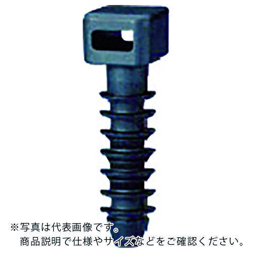 特長：電線、パイプなどを粗壁の表面に固定するのに適しています。予め開けた穴に押し込むだけで結束などをしっかりと固定します。用途：結束バンドの固定に。仕様：色：ブラック縦(mm)：9.1横(mm)：9.9高さ(mm)：6.1使用結束バンド幅(...