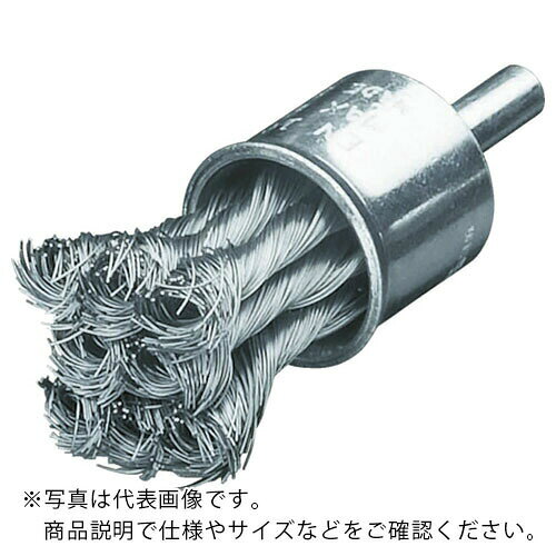 特長：高品位の線材を使用したノット（ひねり）加工品で、高い研削力と研掃力に優れている長寿命品です。回転することで毛先が開き、パイプ内も効率的に作業できます。最大70〜80mmまで広がります。用途：スケール、スラグ、ペイントやゴムの残り汚れの...