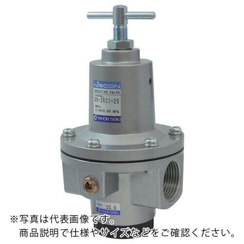 特長：大容量ねじ込みシリーズです。一次側の使用圧力1.5MPaです。用途：空気の圧力を調整し、空気圧機器に最適な圧力の空気を供給するために。仕様：設定圧力(MPa)：0.1〜1.0使用圧力(MPa)：0〜1.5使用流体：空気処理空気流量(［...