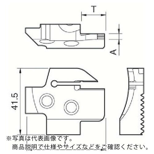 特長：Wグリップ（チップ横ずれ防止を防止機構）の採用で安定加工を実現します。用途：端面溝入れ用。仕様：適合チップ：GDFM/GDFMS溝幅(mm)：4.0KGDF型：Wグリップ(チップ横ずれ防止を防止機構)の採用で安定加工を実現分割型ブレード