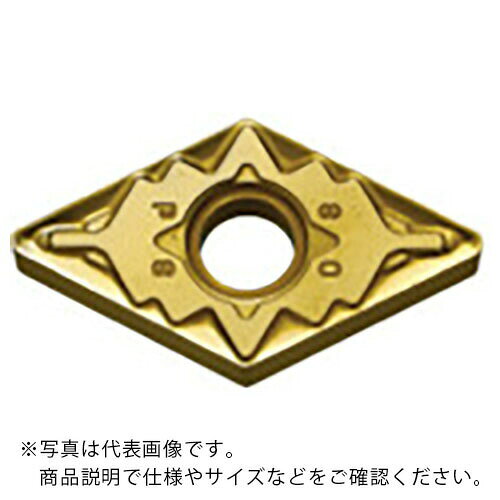 特長：安定性の高い特殊強靭母材と耐摩耗性に優れた強靭コーティングで、鋼の汎用〜強断続加工に対応可能です。用途：旋削加工用。被削材：鋼。仕様：チップ形状：ひし形55°厚さ(mm)：4.76被膜構成：微細柱状TiCN+Al2O3+TiN呈色：金...