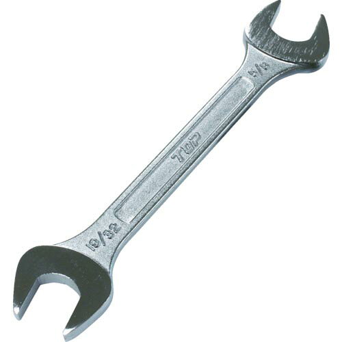 特長：軽く、強く、使いやすいスパナです。特殊鋼を使用しています。頭部はスリムなやり形です。口幅はブローチ加工です。用途：自動車整備、産業機械、通信機器、事務機器等の保守、点検、組立作業に。仕様：二面幅寸法(mm)：19/32×5/8全長(m...