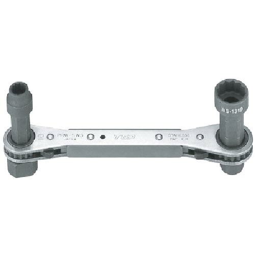 特長：スライドソケット(WS-1319)を組み合わせたセットです。ギア数18で20°でラチェットが駆動します。用途：電設作業・配管作業に。仕様：対辺寸法(mm)：本体10×17、ソケット13×19全長(mm)：190厚さ(mm)：70厚さ(...