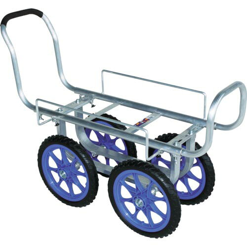 特長：タイヤ幅調整可能です。（タイヤの芯々で22〜37cm）タイヤの直径が約34cmと大きく、荷台面が約44cmと高いため、腰をあまり曲げなくても収穫物をコンテナに入れられます。用途：コンテナなどの運搬に仕様：均等荷重(kg)：100長さ(...
