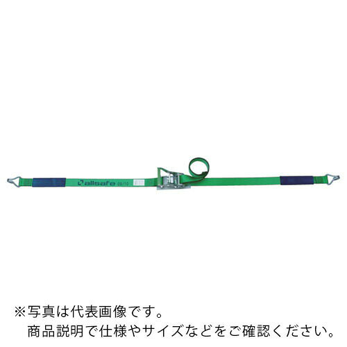 特長：カム式により簡単な操作で荷締め作業ができるベルトです。用途：トラック輸送時の荷崩れ防止。仕様：最大使用荷重(t)：0.22ベルト長さ(m)巻取側：6ベルト長さ(m)固定側：1ベルト寸法(mm)幅×厚さ：35×1.8色：グリーンコーナー...