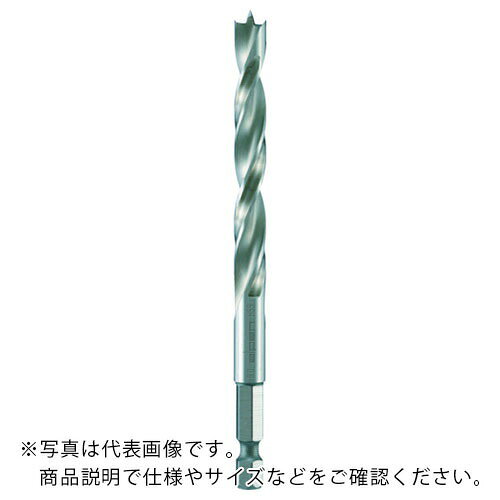 特長：6.35六角軸シャンク仕様のハイス木工ドリルです。使い勝手に優れたドリルです。用途：被削材:木材。仕様：刃径(mm)：6溝長(mm)：57全長(mm)：107シャンク形状：六角軸シャンク径(mm)：6.35適合機種：電気ドリル材質／仕...