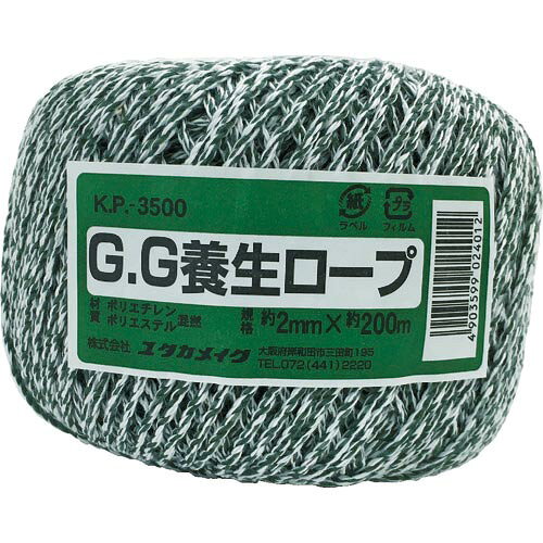 特長：強力なポリエチレンの特性を生かし作業性をアップさせる為にエステル糸を混ぜ、軽量・強力・作業性が良いロープです。用途：農園芸の結束仕様：色：グレー標準幅(mm)：2長さ(m)：200線径(mm)：2包装形態：シュリンクパック材質／仕上：...
