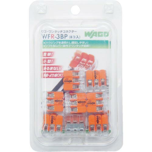 特長：単線もより線もレバー操作でワンタッチ接続できます。工具不要で非常に便利です。ハウジングが透明で電線挿入が目視確認できます。仕様：極数：3色：オレンジ適合電線(AWG)：24〜12差込線数(本)：3適合電線(［［MM2］］)より線：0....