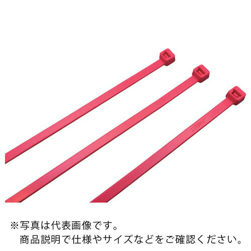 特長：幅広く使用できる汎用性の高い標準タイプのナイロン結束バンドです。色分け、識別に最適です。用途：ケーブルなどの結束に。仕様：色：蛍光ピンク幅(mm)：3.6長さ(mm)：203厚さ(mm)：1.1最大結束径(mm)：51引張強度(N)：...