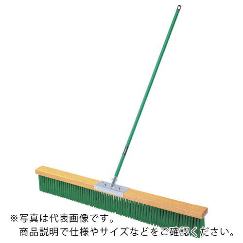 特長：柄の先端が回転キャップ式です。用途：整地用大型ブラシ仕様：幅(mm)：1800長さ(mm)：1700材質／仕上：甲：天然木・スチールにユニクロメッキ毛：塩化ビニール柄：スチールパイプにポリエチレン接着被膜注意：スペアは販売しておりませ...