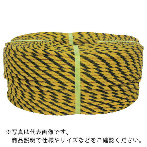 特長：立入禁止箇所の表示や区画整理等で目立つトラ模様です。用途：立入禁止・危険区域の表示。駐車場の区画整理、工事現場等。仕様：色：黄/黒線径(mm)：10.5長さ(m)：200包装形態：バンド掛巻3つ打材質／仕上：ポリエチレン(PE)　●代...