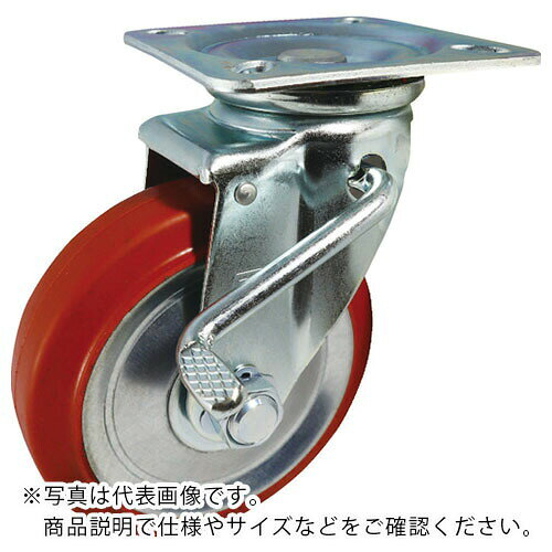 特長：一般的なプレス製キャスターです。赤ゴム車輪を使用しているため、床に車輪跡を残しません。ポリブタジェンゴム車輪仕様ですので、高弾性で軽く運搬できます。用途：一般用運搬台車床面を汚さない所での運搬台車仕様：許容荷重(daN)：127許容荷...