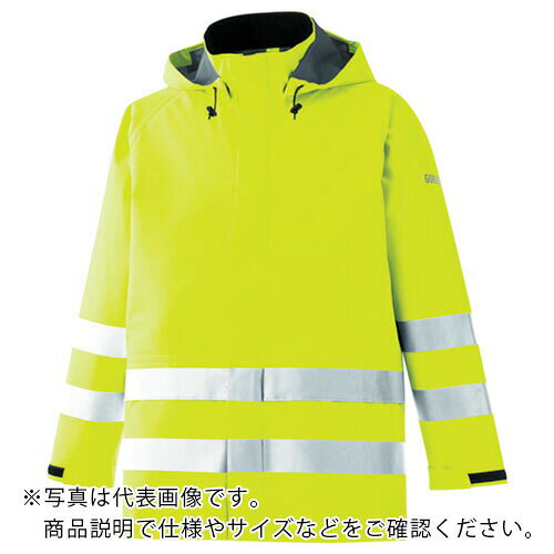 特長：防水透湿素材として最高水準のゴアテックス生地を使用しています。JIS T 8127（高視認性安全服）クラス3に適合した高視認仕様です。蛍光色に加え、反射材を効果的に配置しあらゆる状況下で明視しやすい雨衣です。家庭用洗濯機による洗濯、ド...
