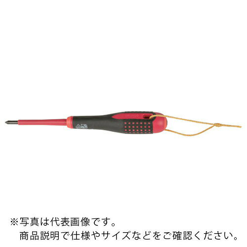 特長：カラビナの取り付け用の絶縁性アラミド繊維紐のついた、高所作業向け絶縁ドライバーです。エルゴハンドルにて作業者の疲労を軽減します。先端形状によりハンドルが色分けされ、ハンドル底部には先端形状がシンボルで記載されており、正しいドライバーを...