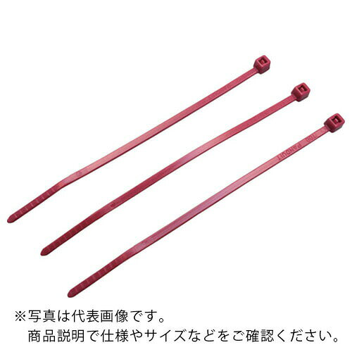 特長：幅広く使用できる汎用性の高い標準タイプのナイロン結束バンドです。色分け、識別に最適です。用途：ケーブルなどの結束に。仕様：色：レッド幅(mm)：4.8長さ(mm)：445厚さ(mm)：1.3最大結束径(mm)：127引張強度(N)：2...