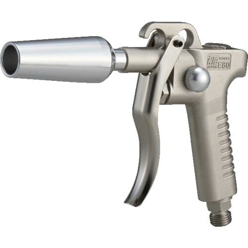特長：エアダスターガン本体にエアマイクロメーターを内蔵した流量調整が可能なエアダスターガンです。用途：一般生産工場にて。仕様：ノズル長(mm)：75ノズル口径(mm)：16ノズル取付口：G1/8エア取付口：G1/4全長(mm)：165最高使...