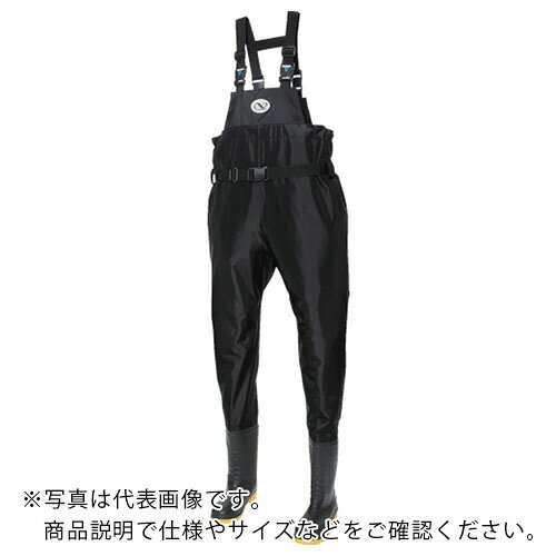 特長：光るLEDバックルで夜間や下水道での視認性があります。先芯・踏み抜き防止（鋼製）を内蔵しています。用途：夜間の作業に。水害時などの災害復旧。仕様：寸法(cm)：28.0足幅サイズ：EEE総丈(cm)：140股下(cm)：97色：ブラッ...