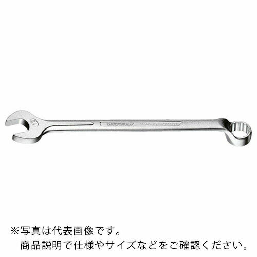 特長：梨地仕上げの表面で滑りにくくなっています。スパナ部分は補強軸によって高負荷にも耐えられる仕様です。めがね部のオフセット角は10°で、奥まで入り込んだナットやボルトもしっかりグリップします。クロムバナジウム鋼仕様：二面幅寸法(mm)：5...