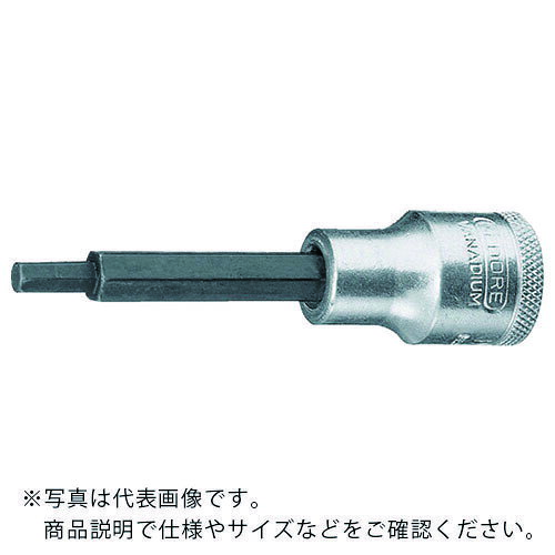 特長：ローレット加工を施すことで、手回しでも手から滑り落ちにくいです。ラチェットハンドルに差し込んで、六角穴付ボルトの締め付けが素早く行えます。ロングタイプです。仕様：差込角(mm)：12.7対辺寸法(mm)：6ビット長さ(mm)：102全...