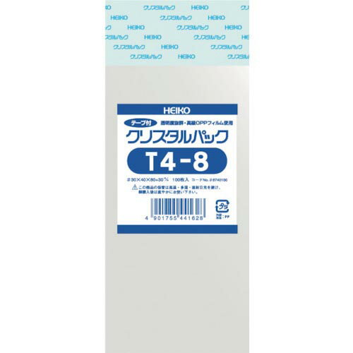 特長：クリスタルパックはつやがあり透明感抜群の国産高級OPPフィルムを使用した袋です。すべりが良く作業効率もバツグンです。袋の両側を熱圧着して製造する為、のりしろが発生しないので中身が綺麗に見えます。すばやく封かんできるテープ付きタイプです...