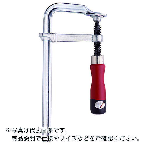 特長：全鋼製の強靭なクランプです。内角に屈曲した上部アームが、過度の圧力によるアームの破損を防ぎます。木製ハンドルはクランプしやすいよう特殊コーティングが施されています。最大締め付け圧は12kNです。用途：鉄工、建築、造船用。仕様：全長(m...