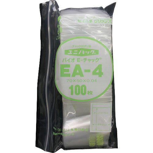 特長：チャック付ポリエチレン袋です。従来品と比較しCO2排出量を約20%削減バイオマスマーク認定商品開けやすく閉めやすいE-チャックを採用衣類・日用雑貨・食品など幅広い用途に使用できます。仕様：色:透明縦(mm):70横(mm):50厚さ(...