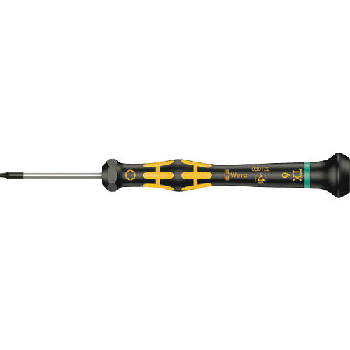特長：人間工学に基づいた、持ちやすく、回転しやすく、トルクが確実に伝わるエルゴノミックハンドルを採用しています。欧州規格EN61340-5-1適合品です。ハンドル上部に早回しキャップがついています。用途：電子製品・精密組立仕様：刃先：T3軸...
