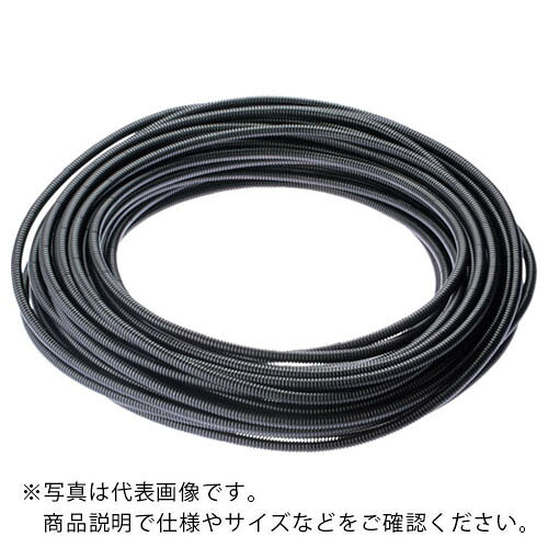 特長：よじれず柔軟性があります。耐衝撃、耐摩耗に優れています。用途：電線、ケーブルの保護および摩耗防止に。仕様：色：ブラック長さ(m)：30.48内径(mm)：8.9外径(mm)：12.8使用温度範囲(℃)：-40〜50屋内用使用温度範囲：...