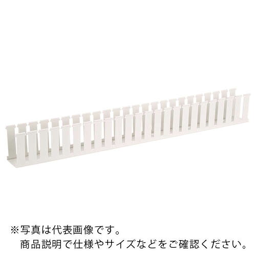 特長：鉄道車輌用材料燃焼試験の合格品です。燃焼時に塩素ガスなどの有害ガスを発生しません。2ヶ所の切り込みラインが入っているので、工具を使わずに手で簡単に側片を折り取れます。用途：電線、ワイヤなどの保護に。仕様：色：白幅(mm)：54.4高さ...
