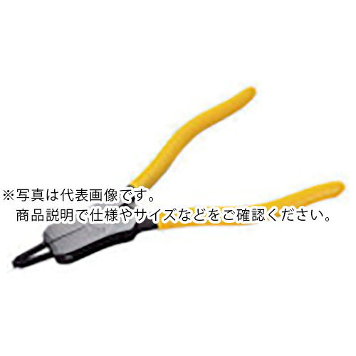 特長：自動車のドライブシャフトに使われている引っ掛け穴のないスナップリングの取外し（取付け）専用工具です。用途：引っ掛け穴のないスナップリングの取外し(取付け)に。仕様：全長(mm)：168爪先端径(mm):4リング使用範囲(mm):爪形状...