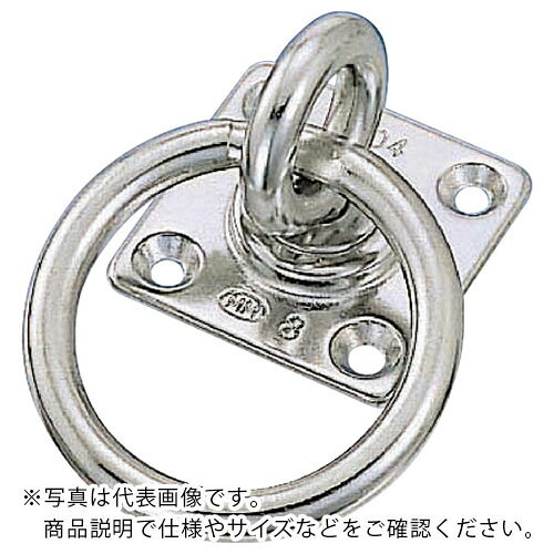 特長：ステンレス製で錆びにくく、耐久性に優れます。アイが回転するので連結した時に絡みません。丸カンが付いているので、太いロープ等を通すのが容易です。用途：壁面・床面・柱などに設置し、チェーン・ワイヤー・ロープなどの端末金具として。仕様：使用...