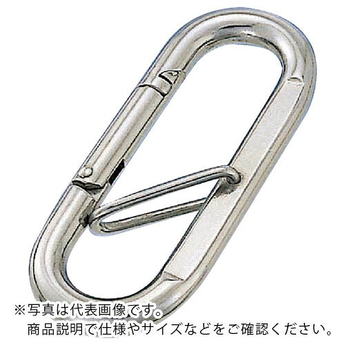 特長：ステンレス製で錆びにくく、耐久性に優れます。ハズレ止め付で絡まりを防ぎます。用途：チェーン・ワイヤー・ロープなどの連結金具として、また端末の金具のジョイントに。仕様：使用荷重(kN)：1.47D(mm)：10L(mm)：88S(mm)...