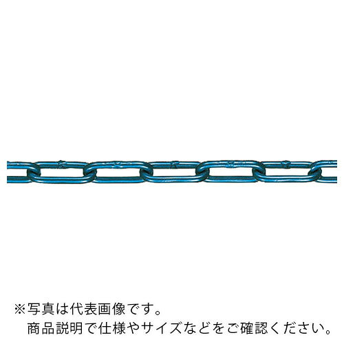 特長：軽くて、耐久性・耐食性に優れている色付のアルミ製チェーンです。仕様：全長(m)：3.1〜4（リンク内側×内側）使用荷重(kN)：1.37線径d(mm)：5内長P(mm)：33内幅W(mm)：8.5色：ブルーアルミカラーチェーン　ブルー...