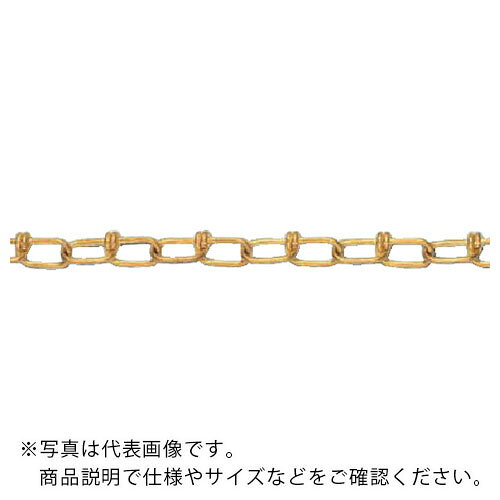 特長：銅と亜鉛を主成分とした合金で鋼と同様の特性を持ち、黄金色をしています。用途：装飾用チェーンとして。仕様：使用荷重(kN)：0.074d(mm)：1.2P(mm)：17.6W(mm)：3.5材質／仕上：材質：黄銅仕上げ：バレル研磨仕上げ...