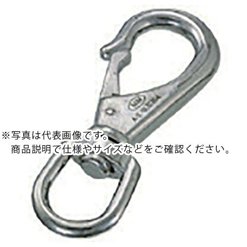 特長：アイの部分がスイベルで回転しますので、チェーンなどがからみません。スプリングフックで手軽に開閉作業ができます。用途：チェーン・ワイヤー・ロープ等の連結金具として、また端末の金具のジョイントに。チェーン等のよりとりに。仕様：使用荷重(k...