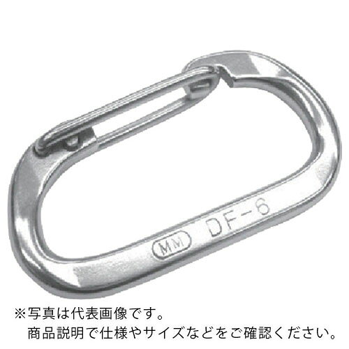 特長：開口部が大きく使用しやすいジョイント金具です。ばね状のリング部をたおす（押す）ことで、開閉できます。用途：チェーン・ワイヤー・ロープ等の連結金具として、また端末の金具のジョイントに。仕様：使用荷重(kN)：0.69D1(mm)：7L(...